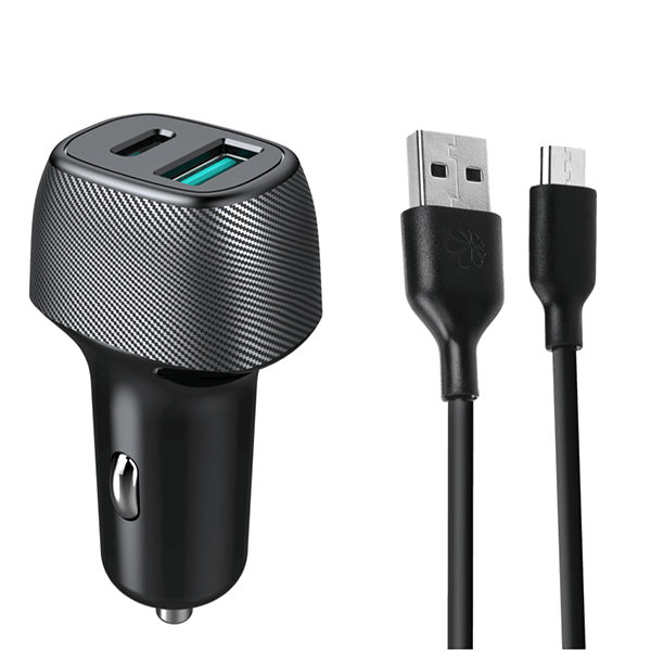 מטען לרכב Miracase טעינה מהירה עם כבל Micro-USB שחור MCCPD600 | שיפי