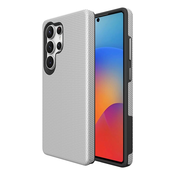 כיסוי קשיח לגלקסי S25 אולטרה כסוף עם מרקם מחוספס Grip Flex | שיפי