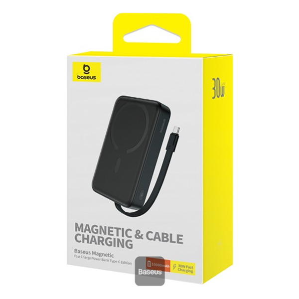 מטען נייד 10,000mAh 30W שחור תומך MagSafe מבית Baseus | שיפי