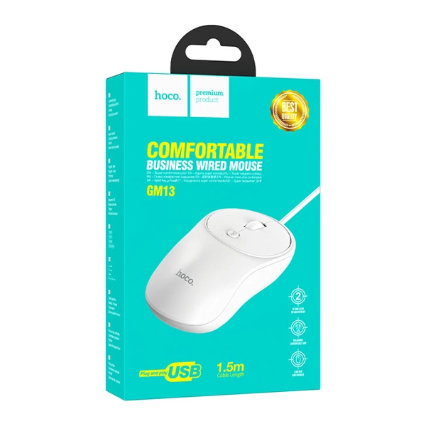 עכבר חוטי איכותי לעבודה ומשחקים HOCO GM13W | שיפי